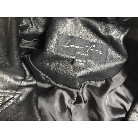 Love Tree | Jackets & Coats | Love Tree Black Leather Motorcycle Jacket ...
